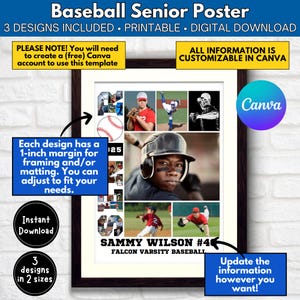 Baseball Photo Collage, Senior Poster, Senior Night Graduation Gift ...