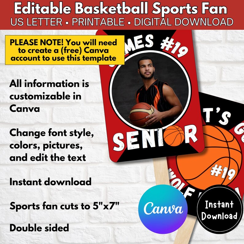 Editable Basketball Poster, Senior Fan, Basketball Gift, Senior Night ...