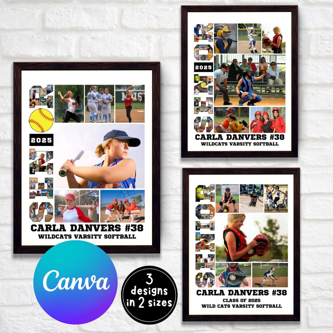 Softball Photo Collage, Senior Poster, Senior Night Graduation Gift ...