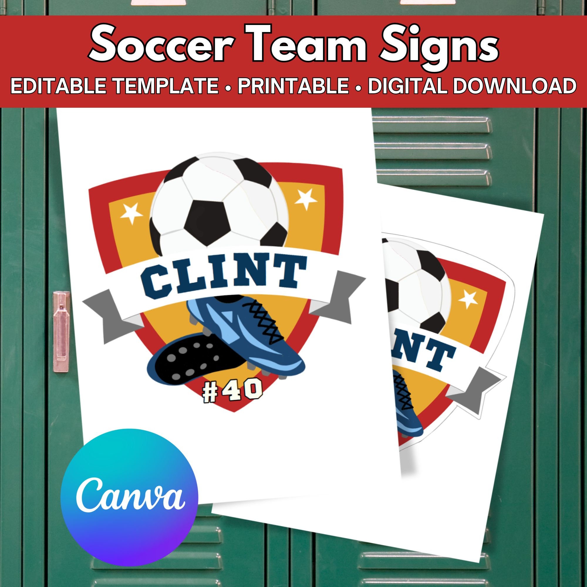 Soccer Door Sign, Canva Template, Locker Decoration, Soccer Tag, Soccer ...