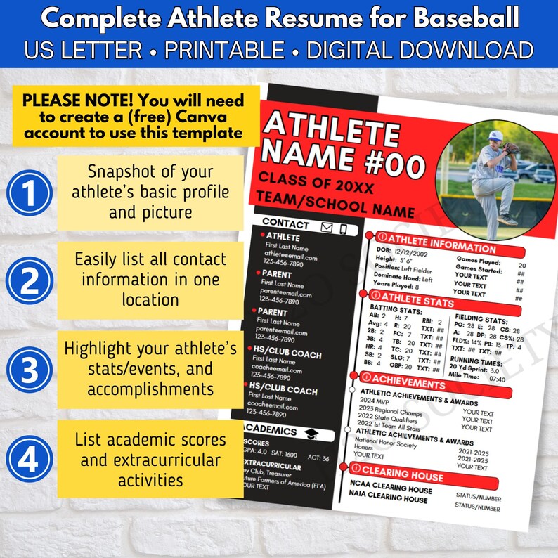 Baseball Player Profile, Athlete Profile Sheet, College Recruiting ...