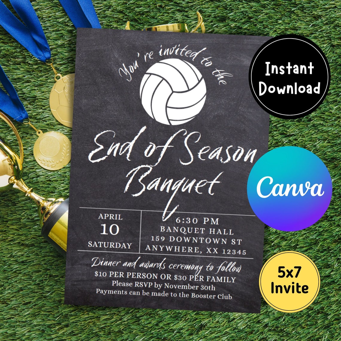 Printable Volleyball Team Banquet Invitation, Team Party, End of Season ...