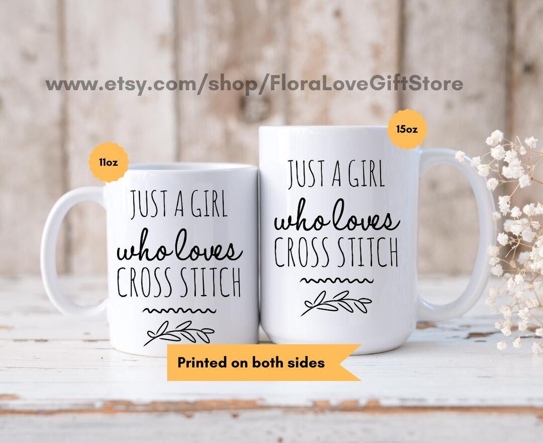 Cross Stitch Lover Ceramic Mug, Cute Gift for Crafters, Coffee Cup for Sewing Enthusiasts, Cross ...