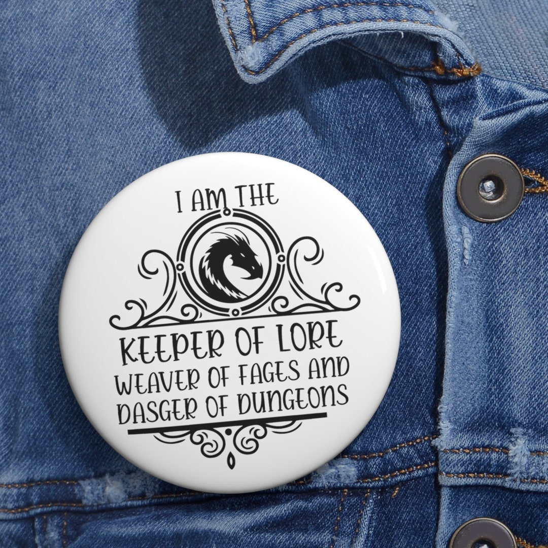 Dnd Pins for Keeper of Lore Custom Pin Buttons Dungeon Master Gifts Bag ...