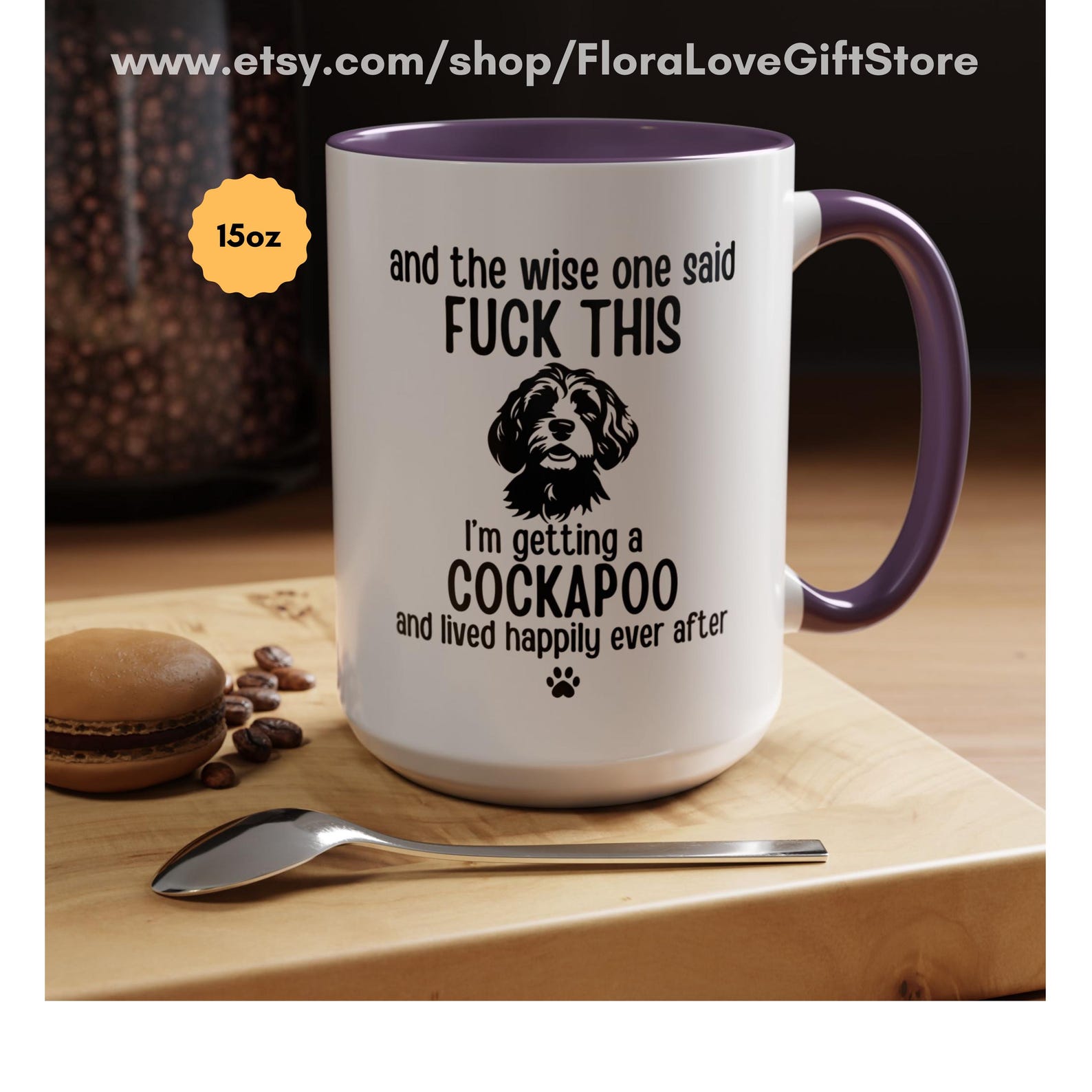 Funny Cockapoo Accent Coffee Mug, 2 Toned 11oz 15oz, Perfect Gift for ...