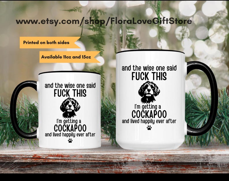 Funny Cockapoo Accent Coffee Mug, 2 Toned 11oz 15oz, Perfect Gift for ...