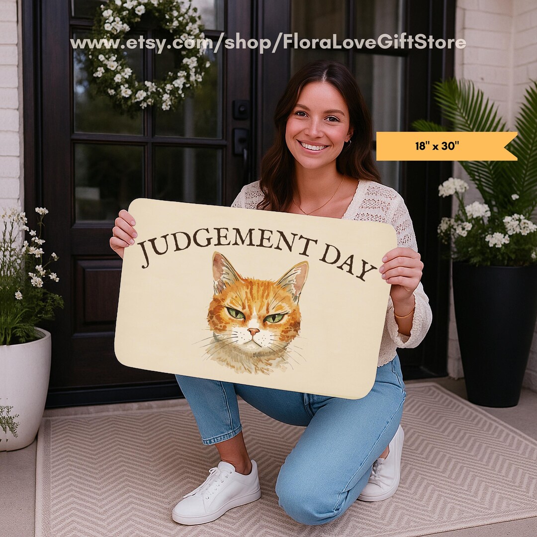 Ginger Cat Funny Cat Doormat Judgement Day Orange Cat Door Mat Orange ...