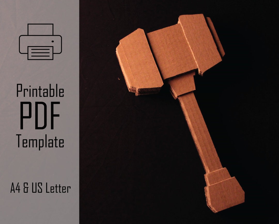 THUNDERGOD || PDF Printable Pattern Cardboard Hammer, Toy Sword Fantasy ...