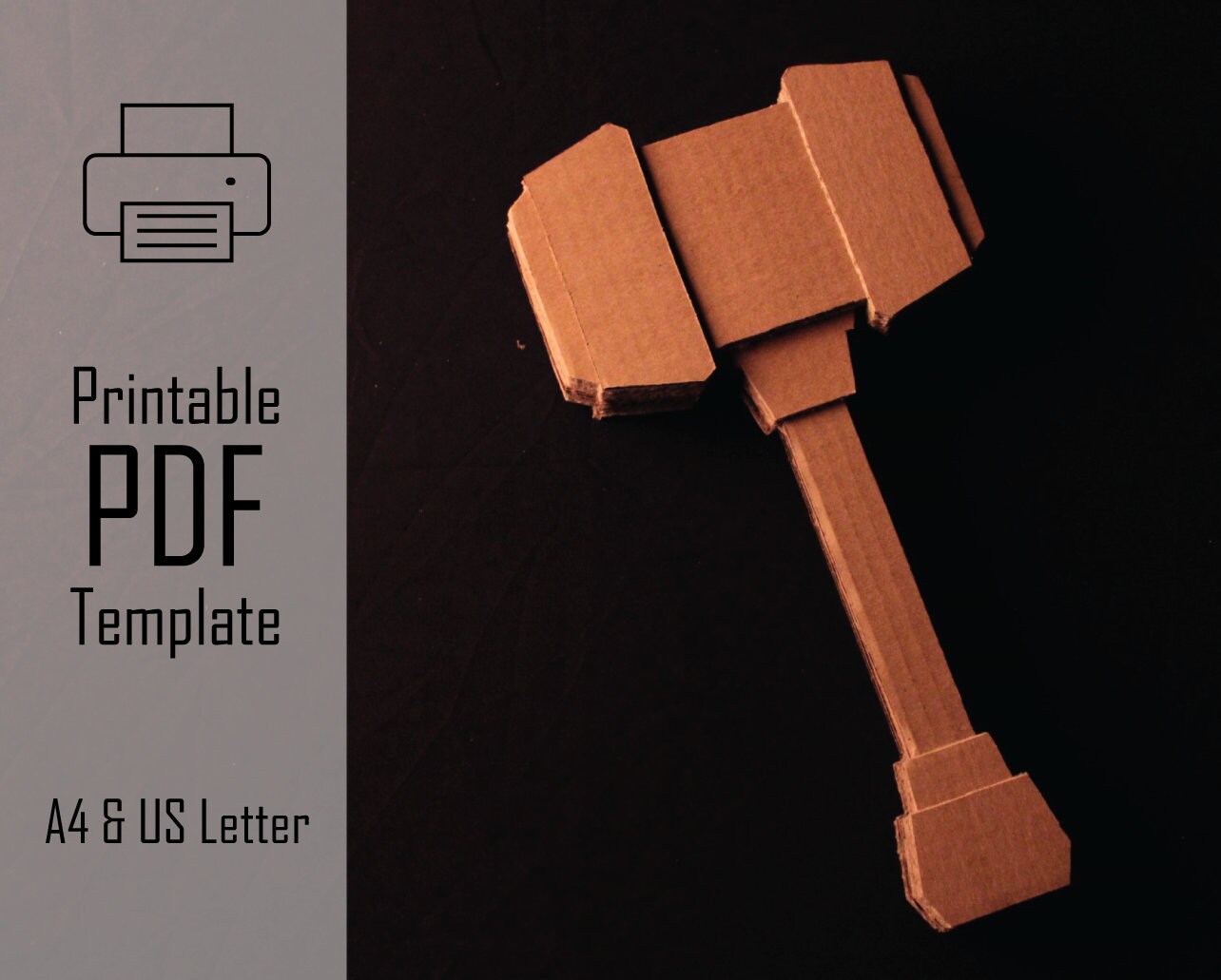 THUNDERGOD || PDF Printable Pattern Cardboard Hammer, Toy Sword Fantasy ...