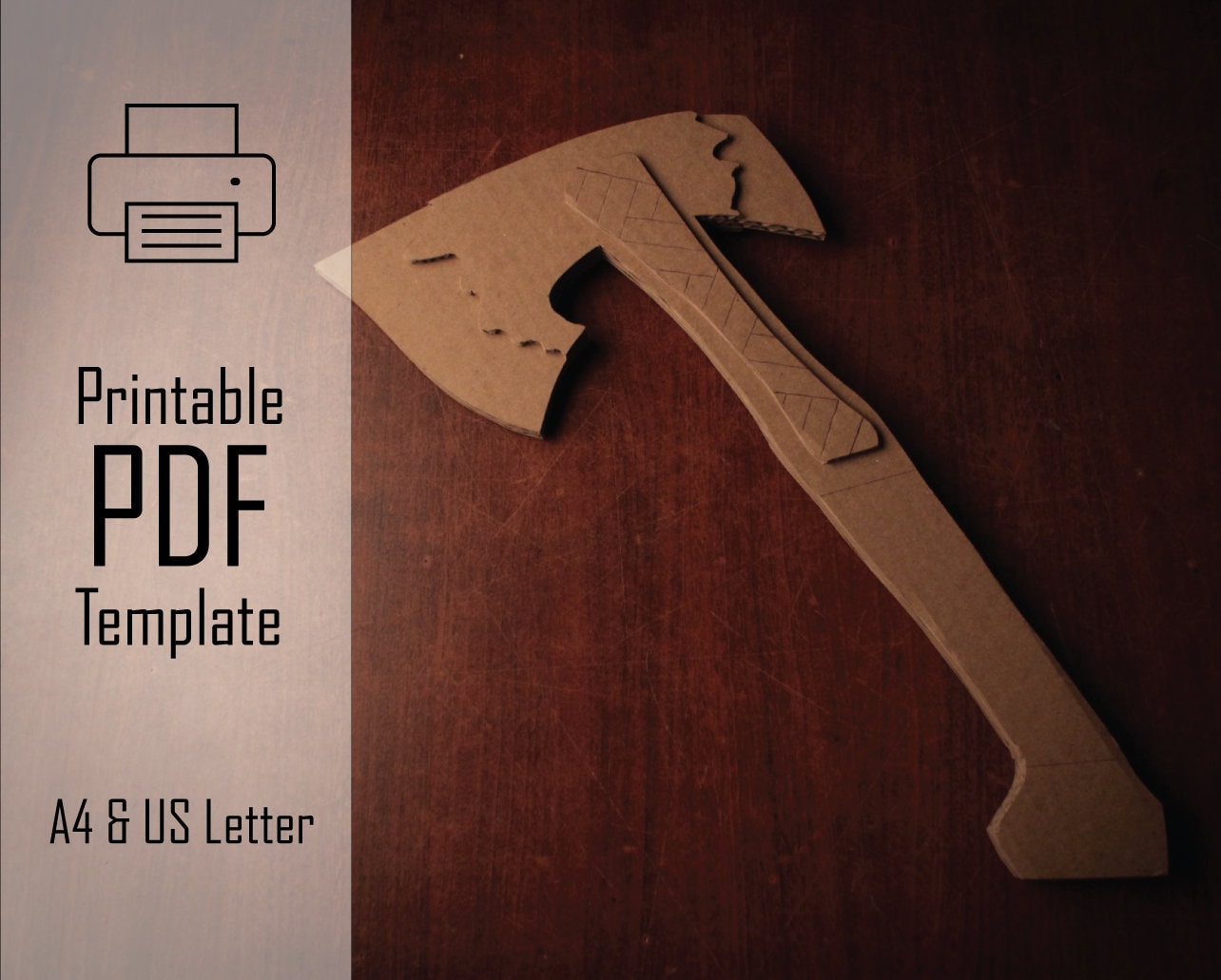 Houndstooth Hatchet PDF Printable Pattern Cardboard Axe, Recyle DIY Craft, Toy Sword, Papercraft ...