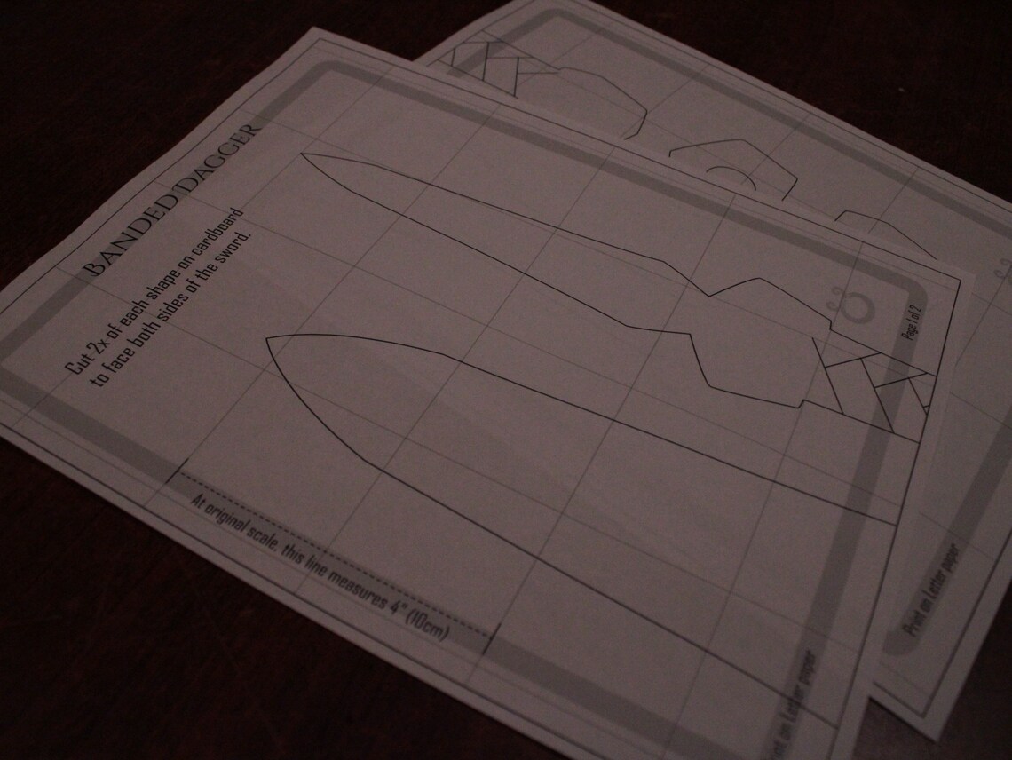 Banded Dagger PDF Printable Pattern Cardboard Sword Recyle - Etsy