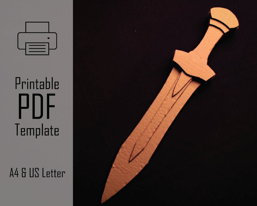 Hydraslayer Xiphos || PDF Printable Pattern Cardboard Sword, Recyle DIY ...