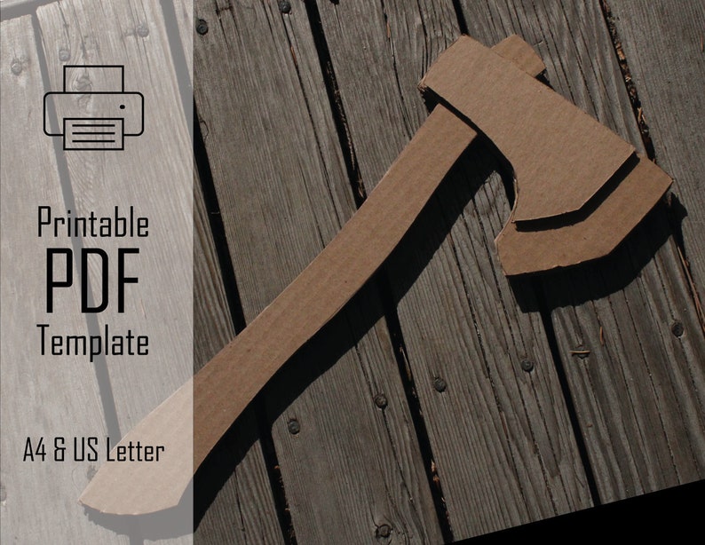Throwing Hatchet || PDF Printable Pattern Cardboard Axe, Recyle DIY ...