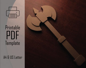 Throwing Hatchet || PDF Printable Pattern Cardboard Axe, Recyle DIY ...