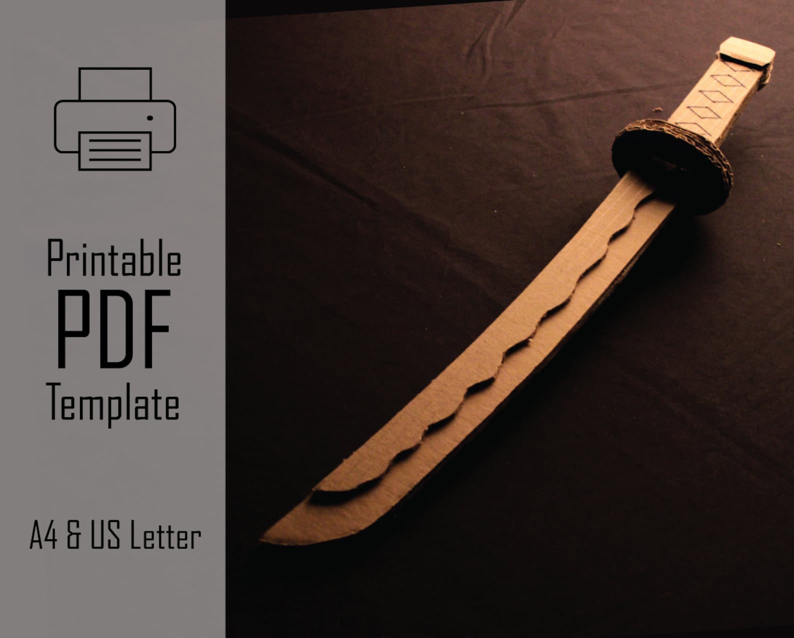 Ryujin Katana || PDF Printable Pattern Cardboard Ninja Sword, Toy ...