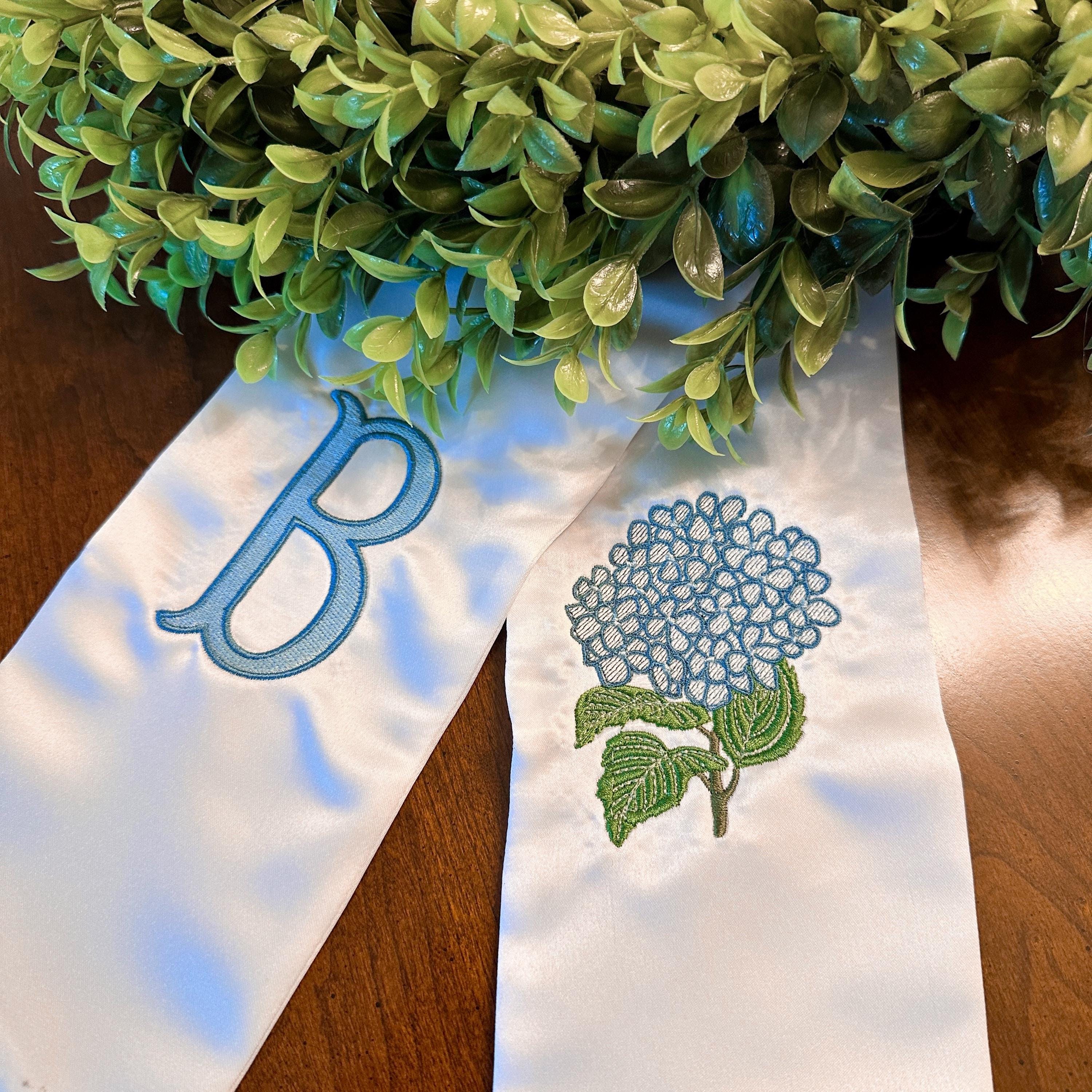 Hydrangea Wreath Sash With Monogram - Etsy