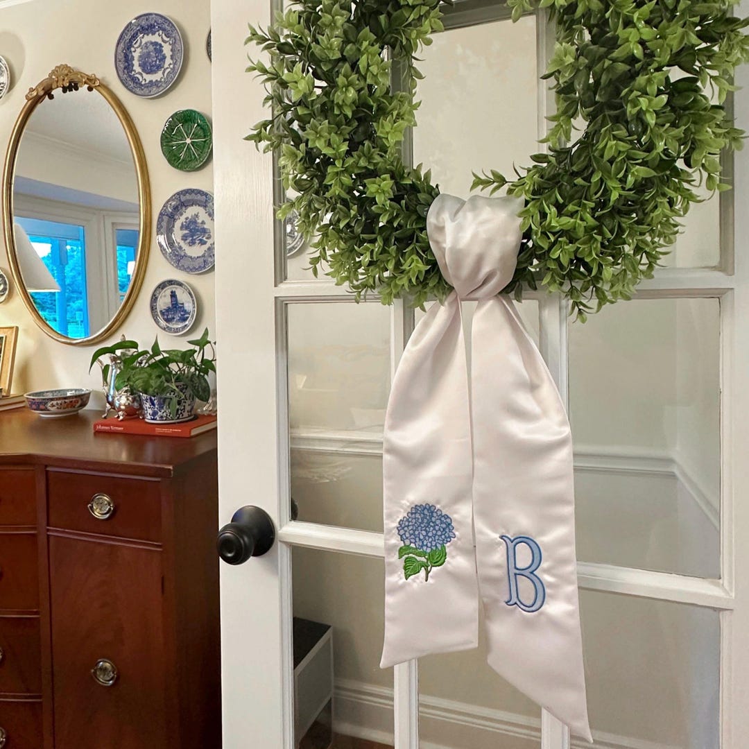 Hydrangea Wreath Sash With Monogram - Etsy