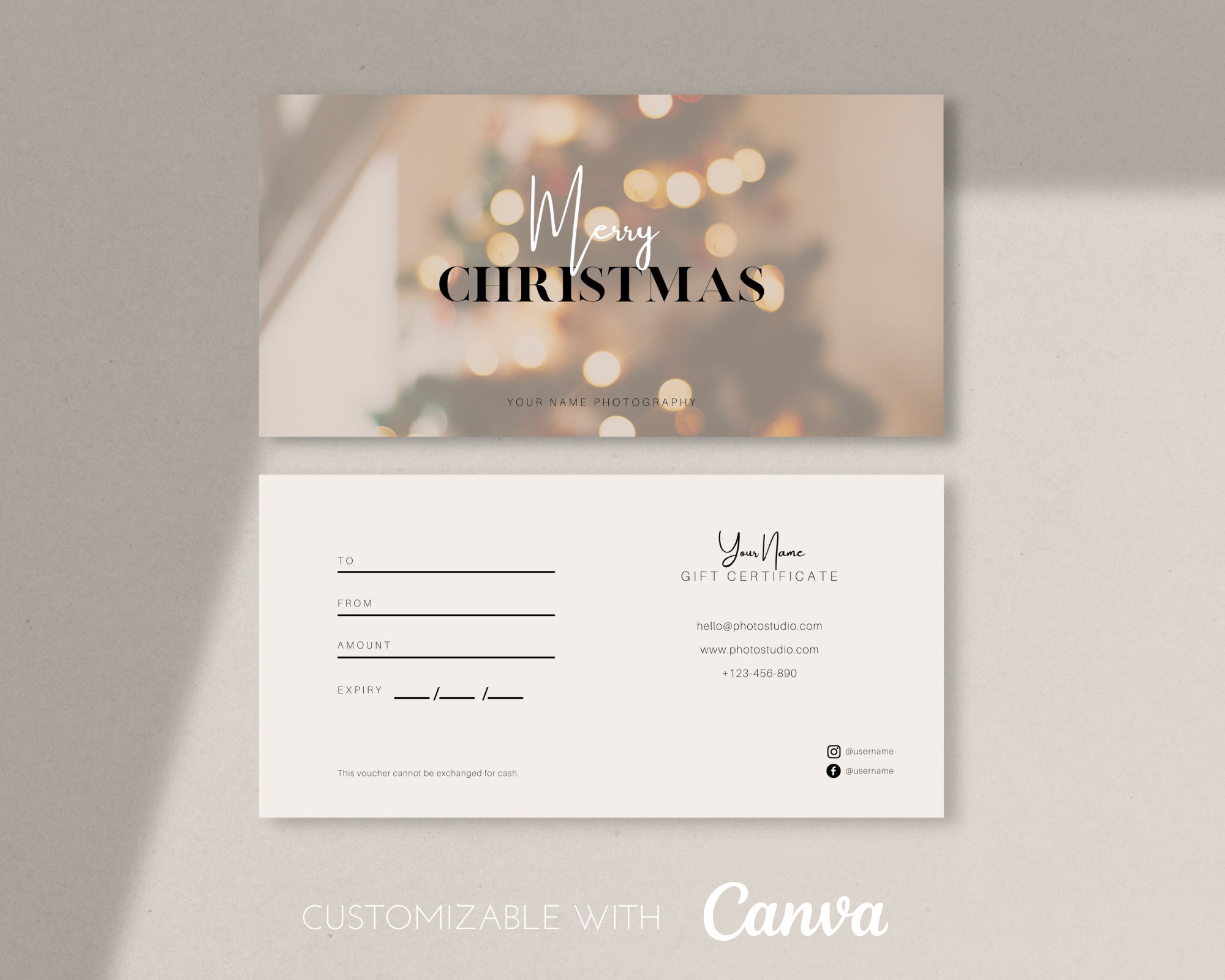 Christmas Photography Gift Certificate Template, Christmas Minis ...