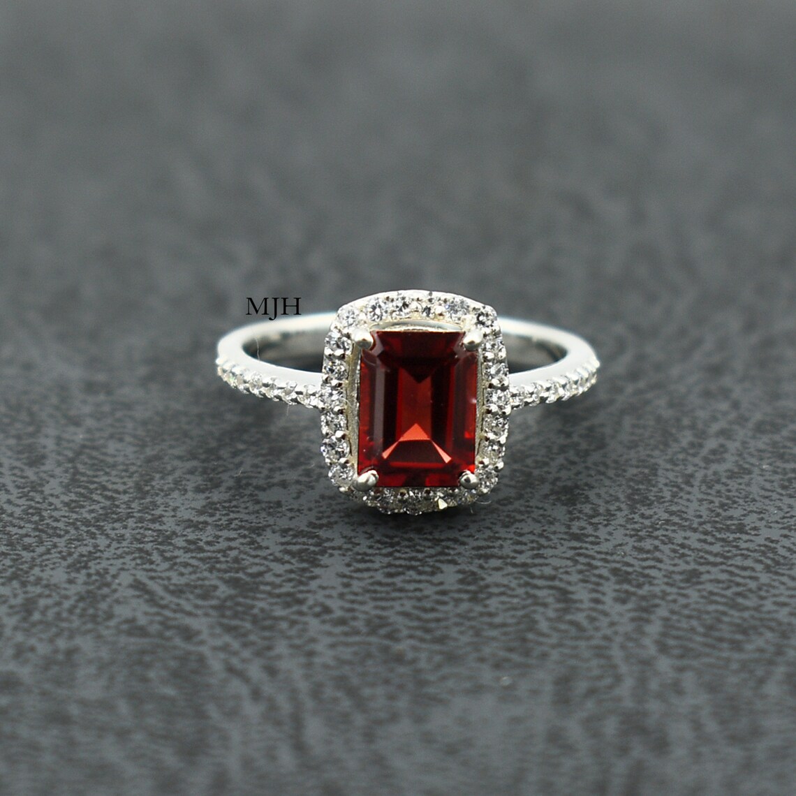 Garnet Ring Natural Red Garnet Ring Engagement Ring Octagon | Etsy