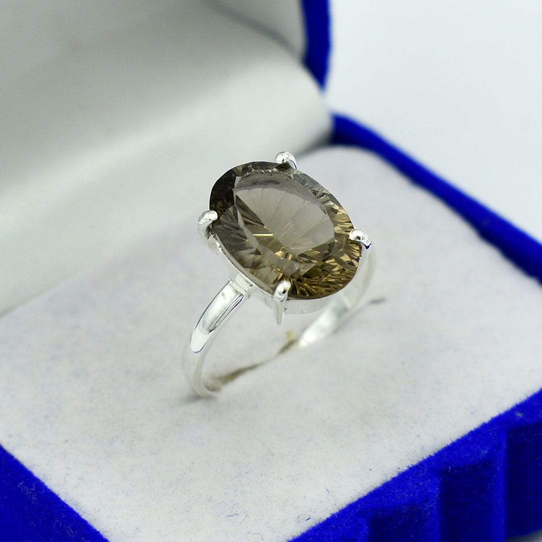 Smoky Ring, Natural Brown Smoky Diamond Cut Ring, Promise Ring, Woman ...