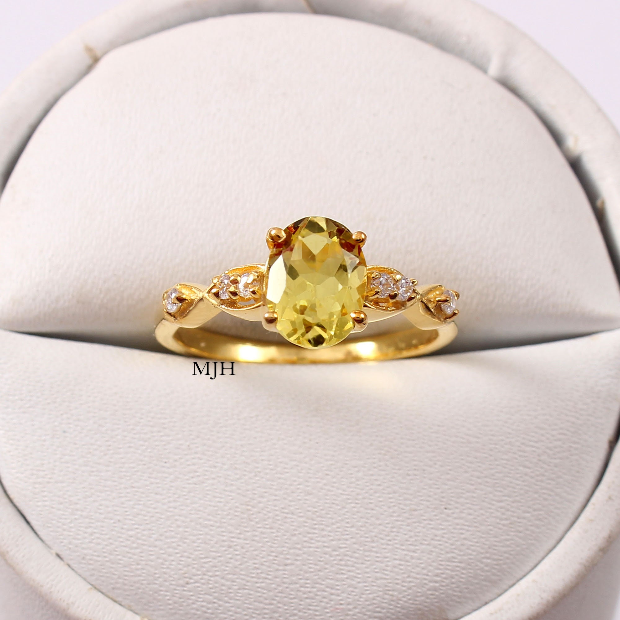 Womens Heliodor Ring Golden Beryl Ring Halo Ring Heliodor - Etsy