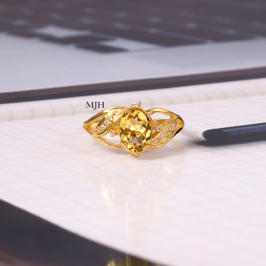 Natural Heliodor Ring, Womens Helidor Ring, Silver Helidor Ring ...