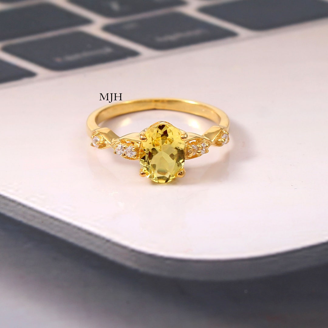 Womens Heliodor Ring , Golden Beryl Ring , Halo Ring, Heliodor Designer ...