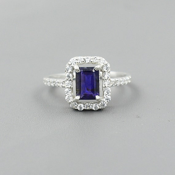 Iolight Ring Octagon Cut Blue Gemstone Blue Iolight ring | Etsy