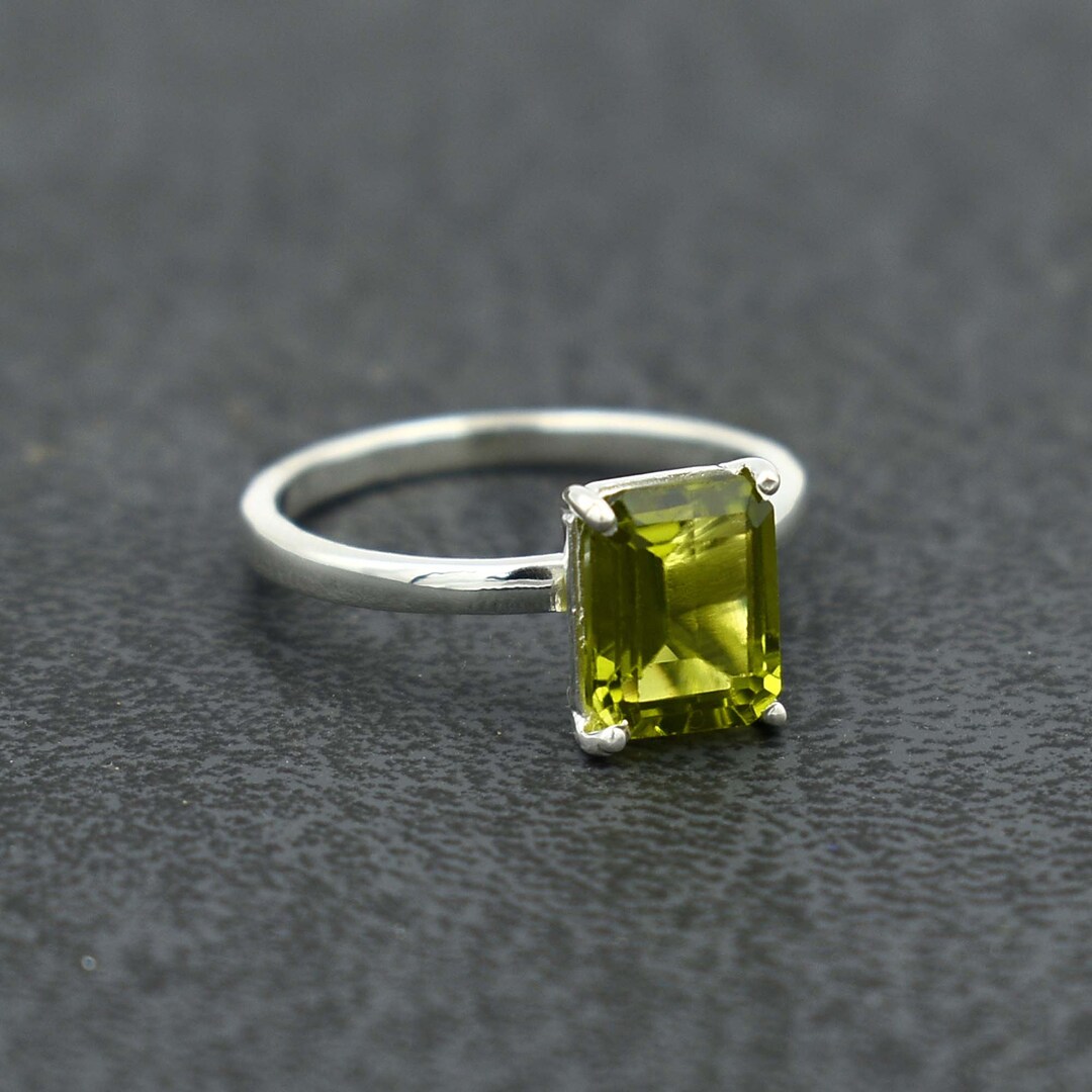 Peridot Ring, Natural Peridot Ring, Engagement Ring, Wedding Ring, Halo ...