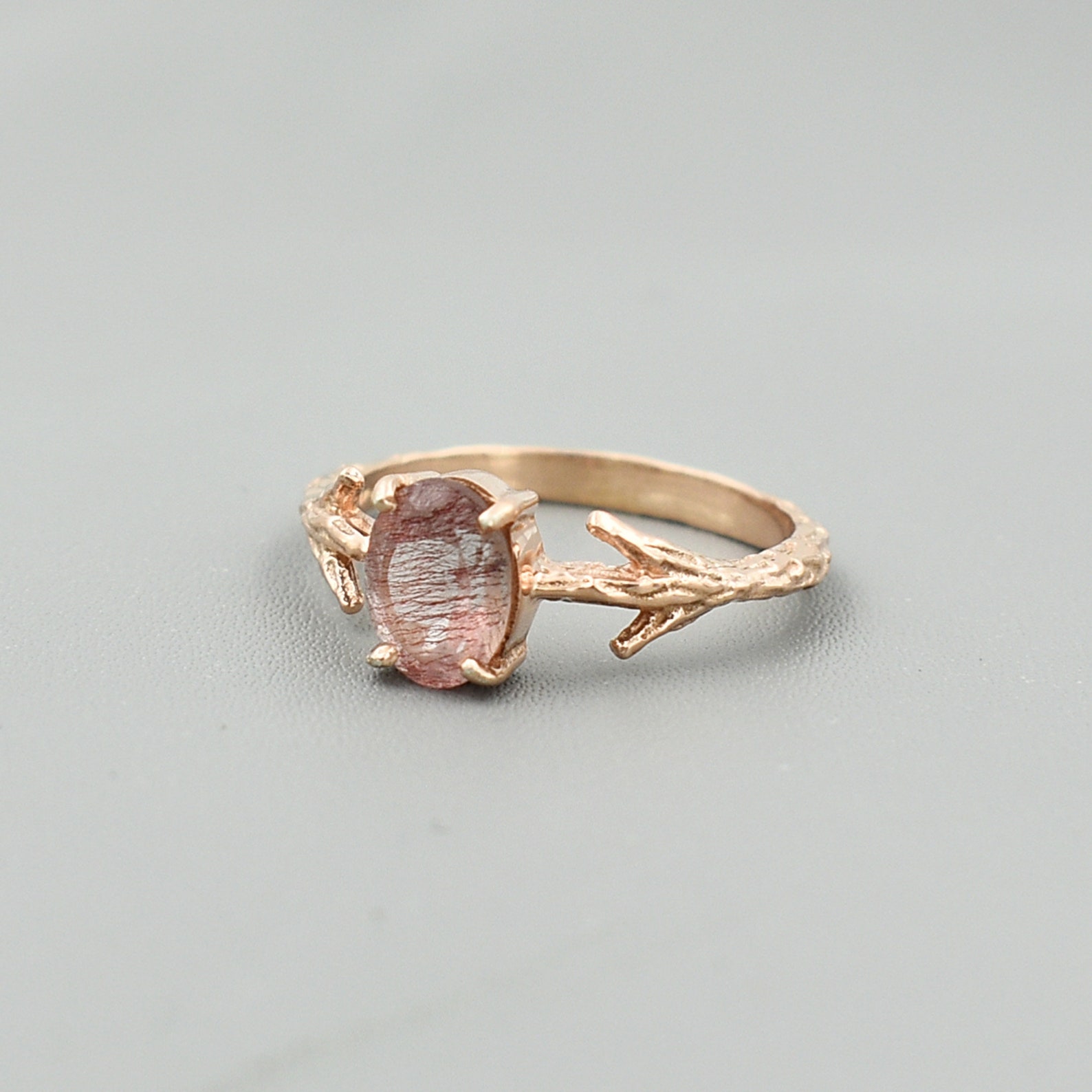 Red Rutilated Quartz Ring, Octagon Ring, Engagement Ring, Vintage Ring ...