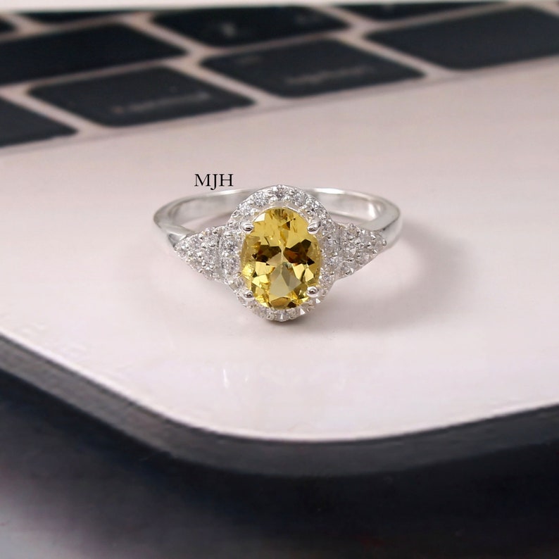 Helidor Ringnatural Heliodor Ring Golden Beryl Ring Halo - Etsy