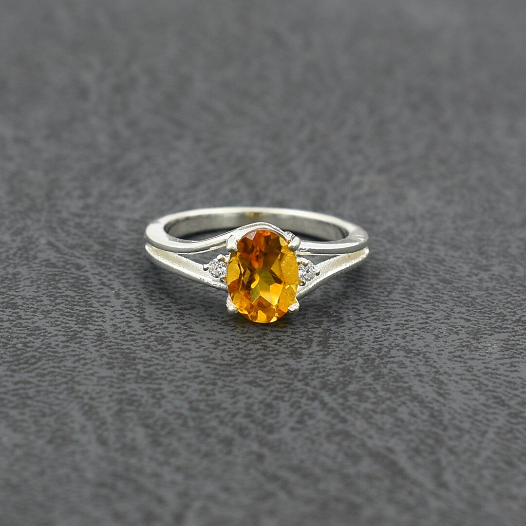 Citrine Ring, Womens Citrine Ring, Citrine Jewelry, Silver Citrine ...