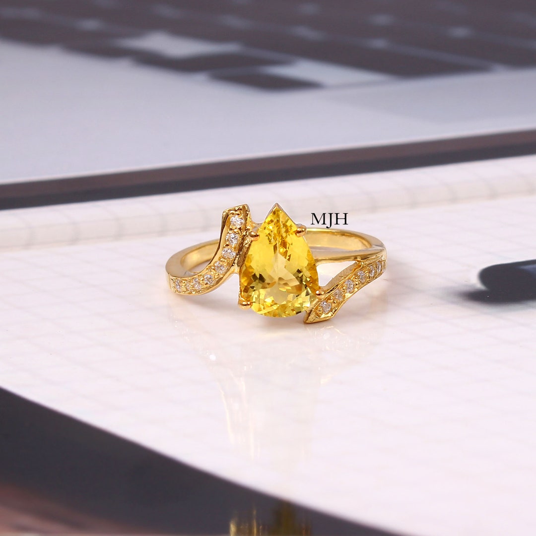 Helidor Ring, Helidor Ring, Golden Beryl Ring , Halo Ring, Heliodor ...