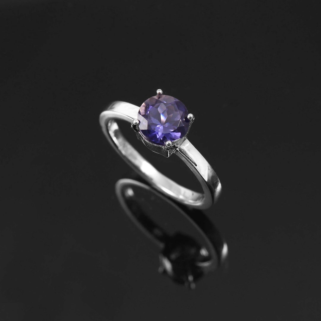 Handmade Iolite Sterling Silver Ring, Round Cut Gemstone - Etsy