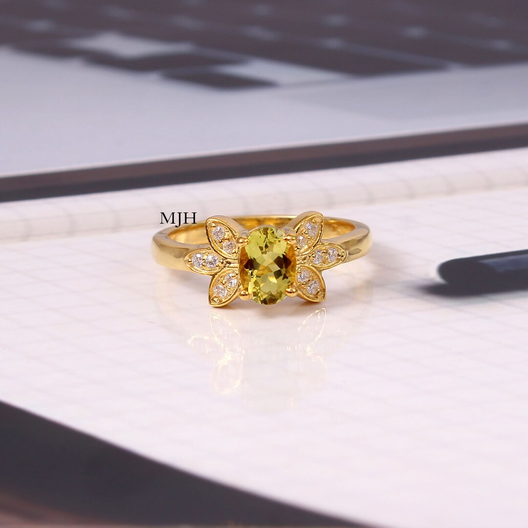 Helidor Ring, Helidor Ring, Golden Beryl Ring , Halo Ring, Heliodor ...