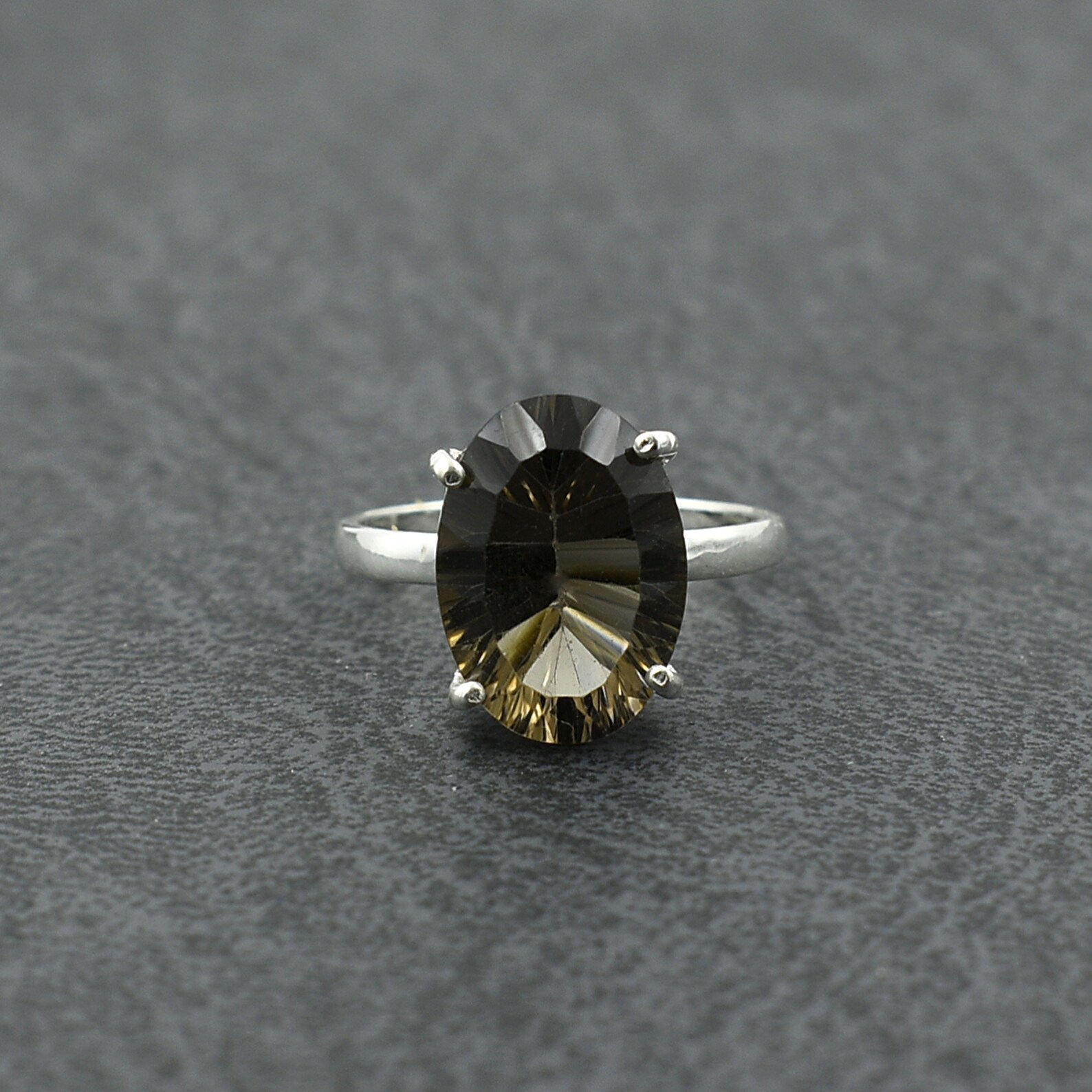 Smoky Ring Natural Brown Smoky Diamond Cut Ring Promise - Etsy