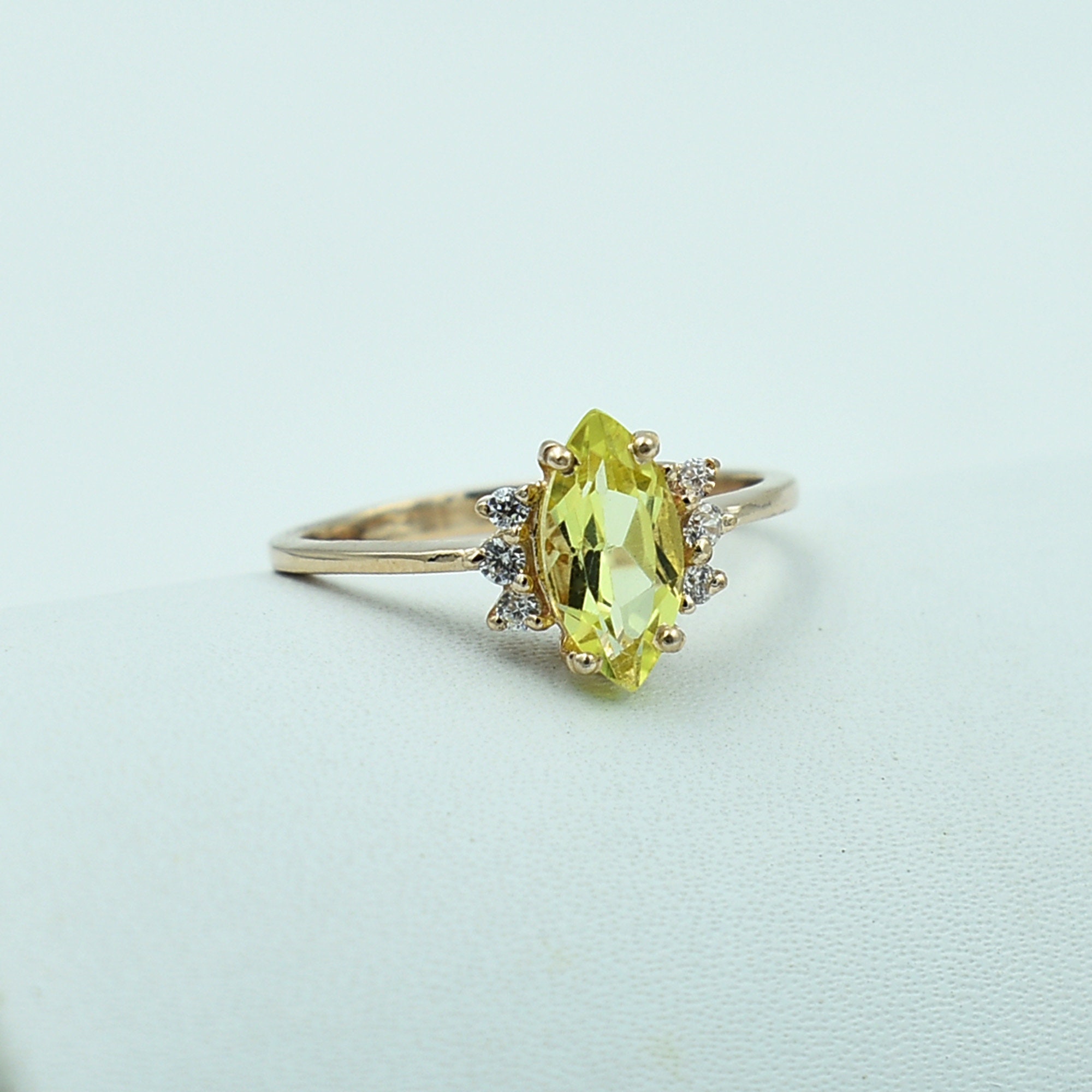 Lemon Quartz Ring Yellow Gemstone Ring Marquise Ring | Etsy