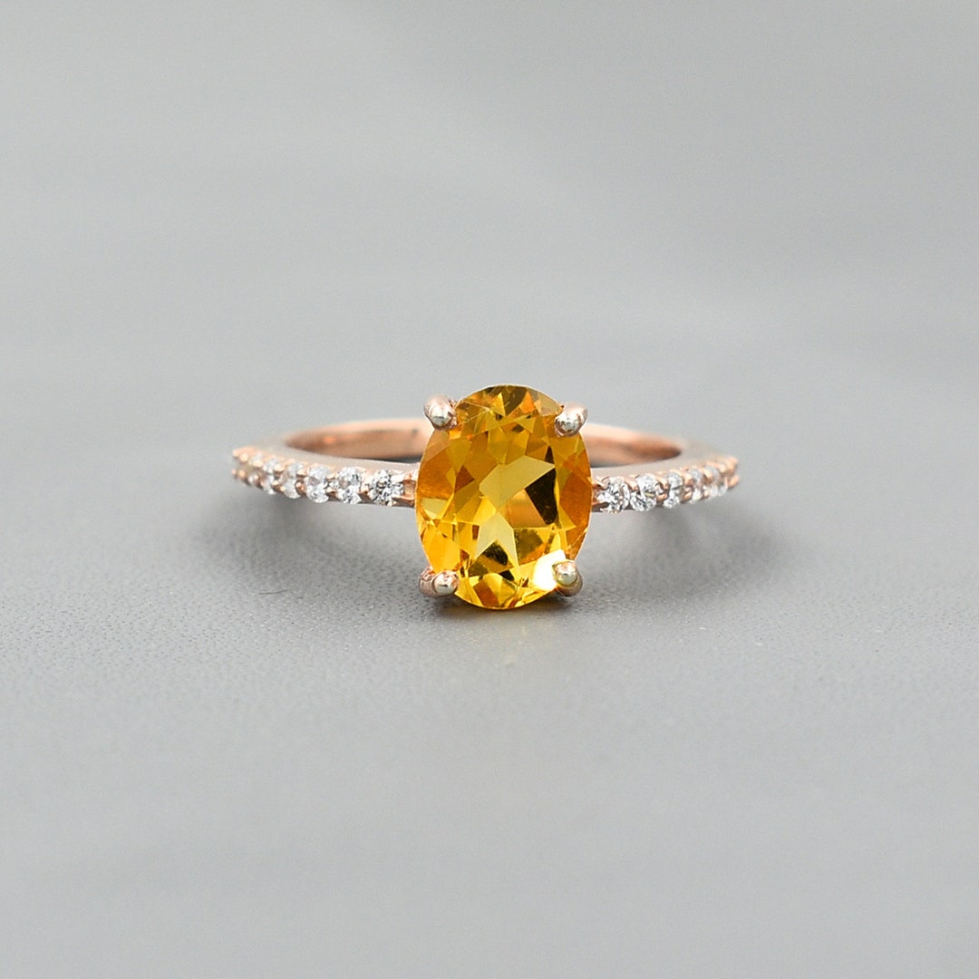 Citrine Ring, Natural Citrine Gemstone Ring, Citrine Jewelry, Yellow ...