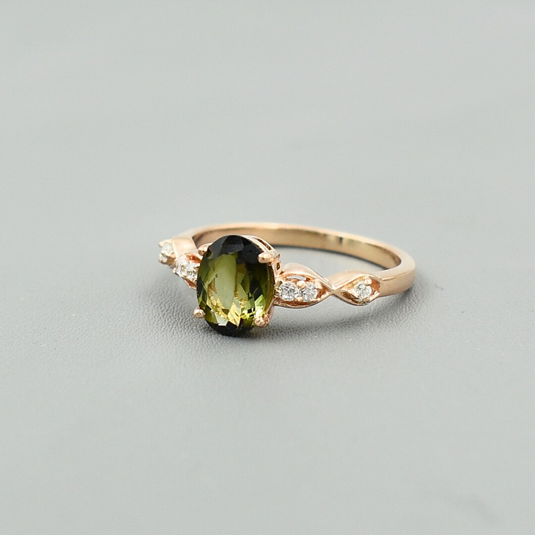 Tourmaline Ring Natural Green Tourmaline Ring Engagement - Etsy