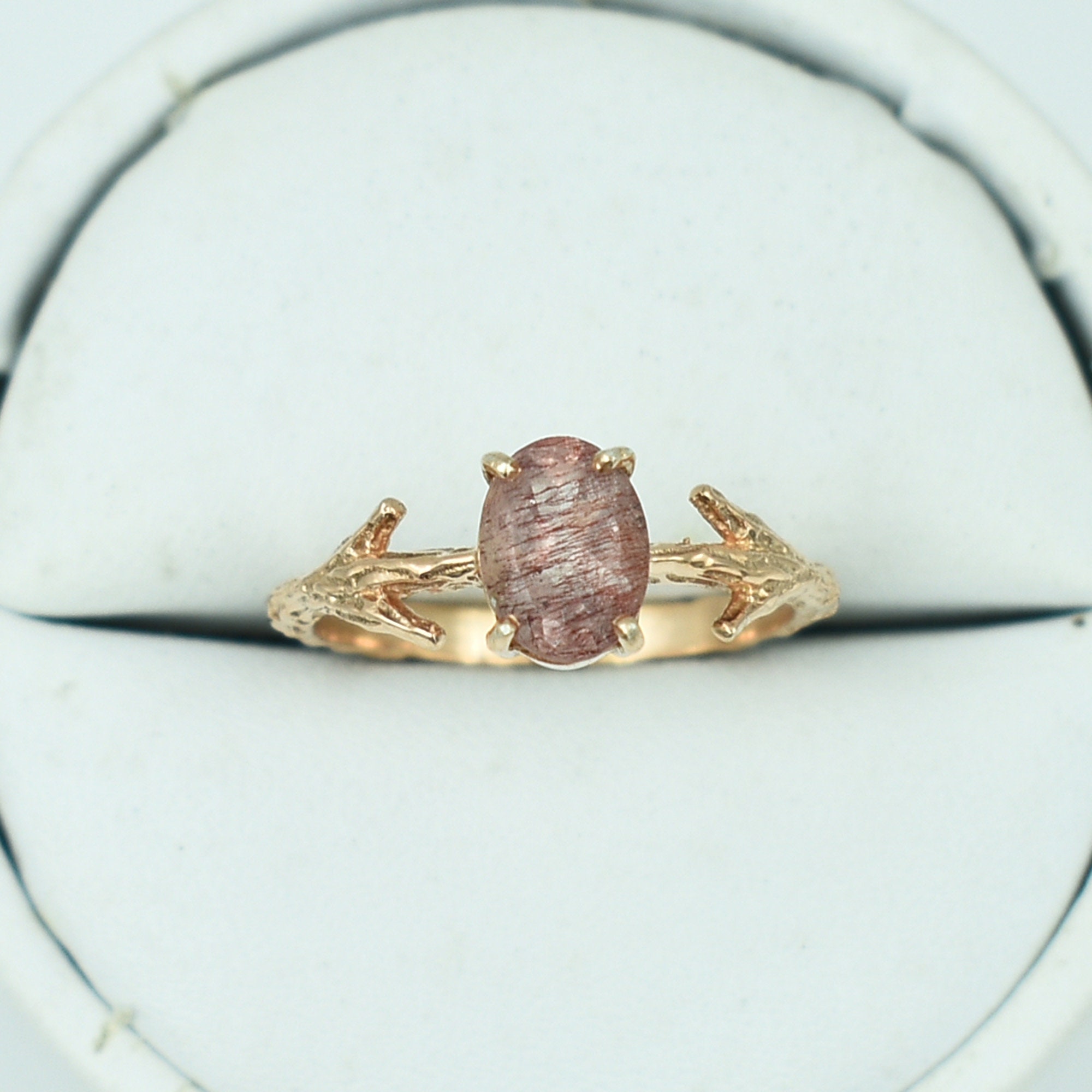 Red Rutilated Quartz Ring Octagon Ring Engagement Ring | Etsy