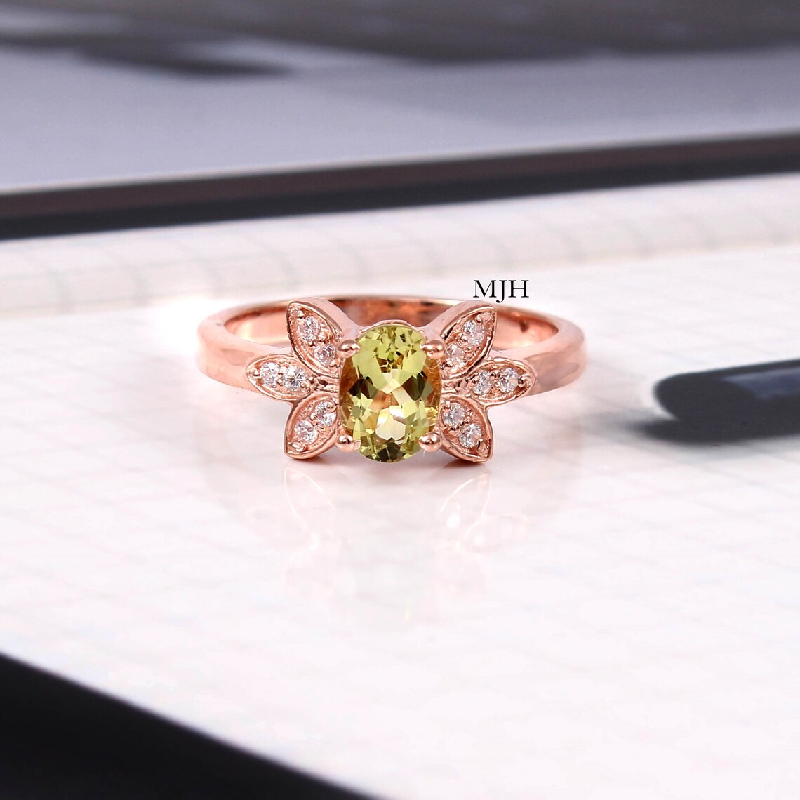 Natural Heliodor Ring Golden Beryl Ring Halo Ring - Etsy