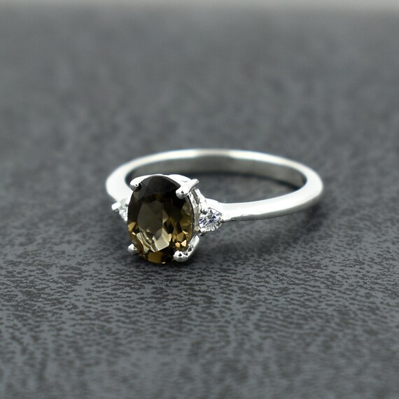 Smoky Quartz Ring Brown Smoky Cut Ring Promise Ring Womens | Etsy