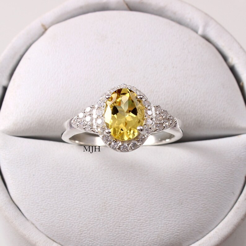 Helidor Ringnatural Heliodor Ring Golden Beryl Ring Halo - Etsy