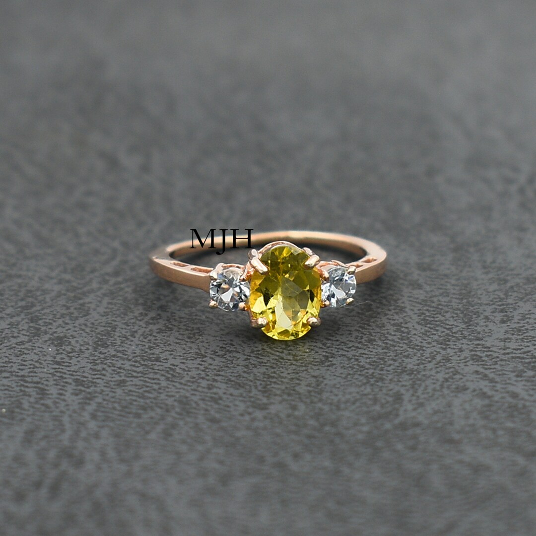 Helidor Ring, Heliodor Ring , Golden Beryl Ring , Halo Ring, Womens ...