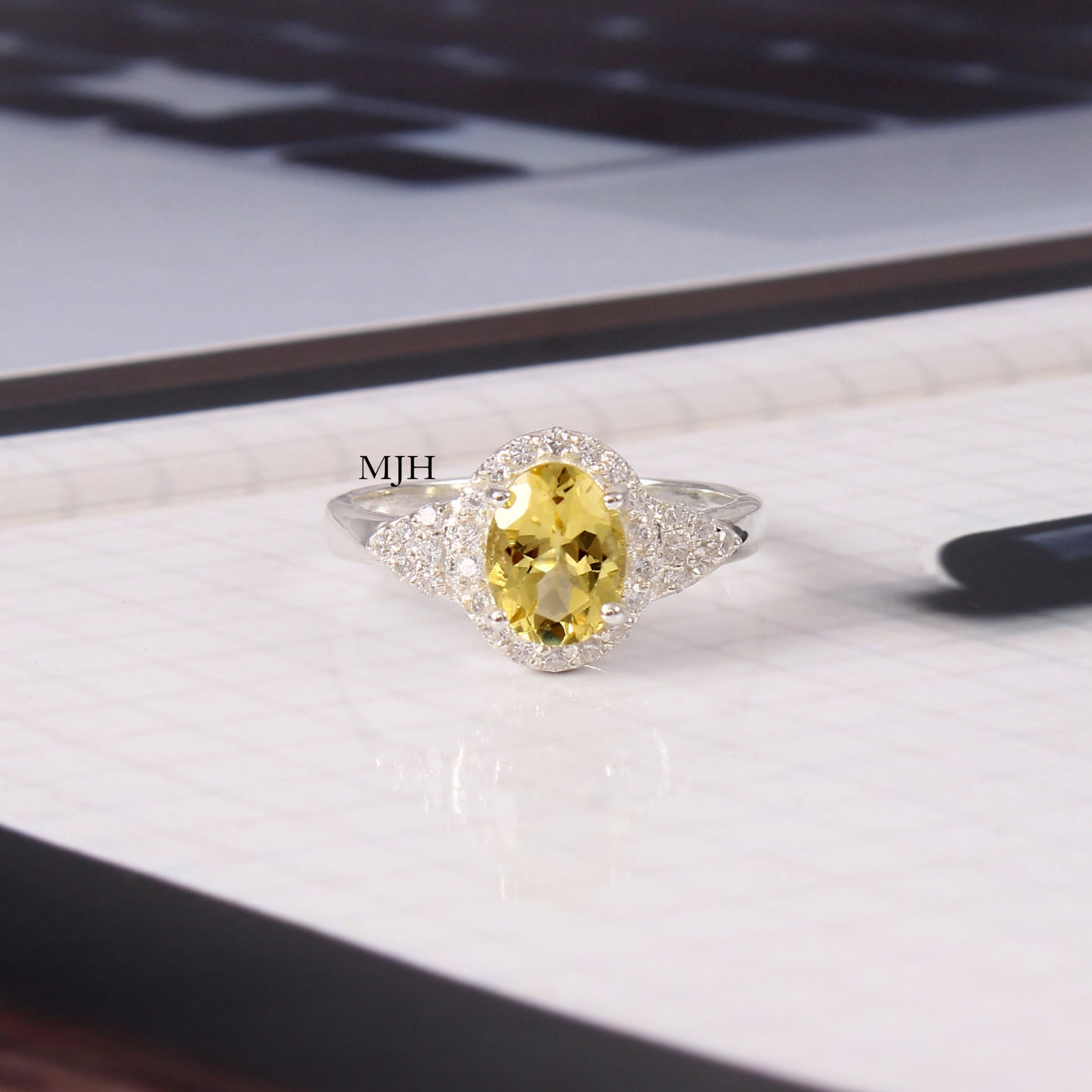 Helidor Ringnatural Heliodor Ring Golden Beryl Ring Halo - Etsy