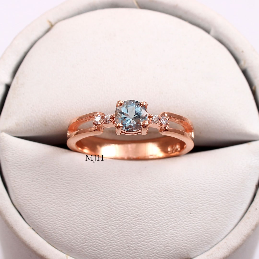 Buy Aquamarine Ring, Womens Aquamarine Ring, Vintage Aquamarine Ring, Round Ring, March ...