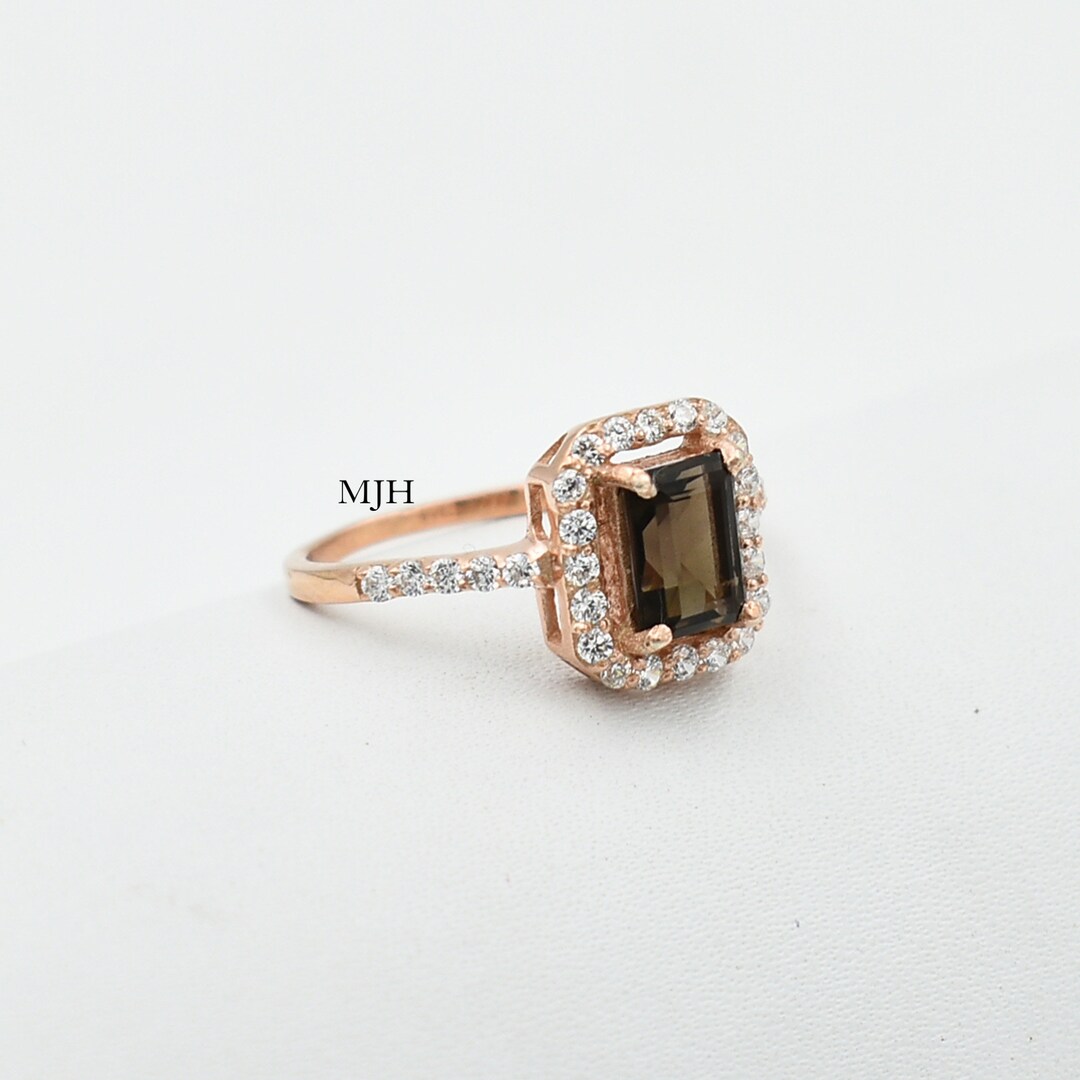 Natural Smoky Quartz Ring, Smoky Diamond Cut Ring, Promise Ring, Womens ...