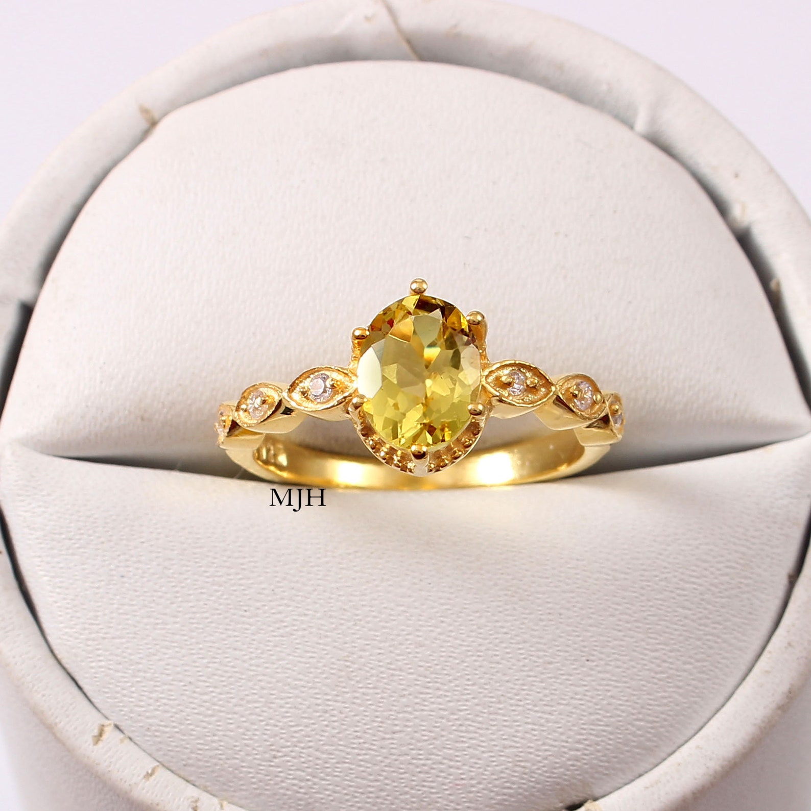 Natural Heliodor Ring Golden Beryl Ring Halo Ring - Etsy