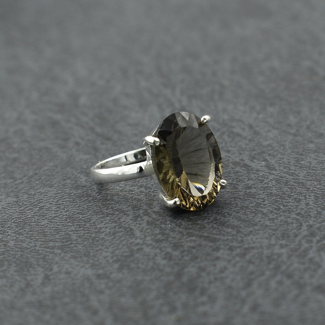 Smoky Ring Natural Brown Smoky Diamond Cut Ring Promise - Etsy