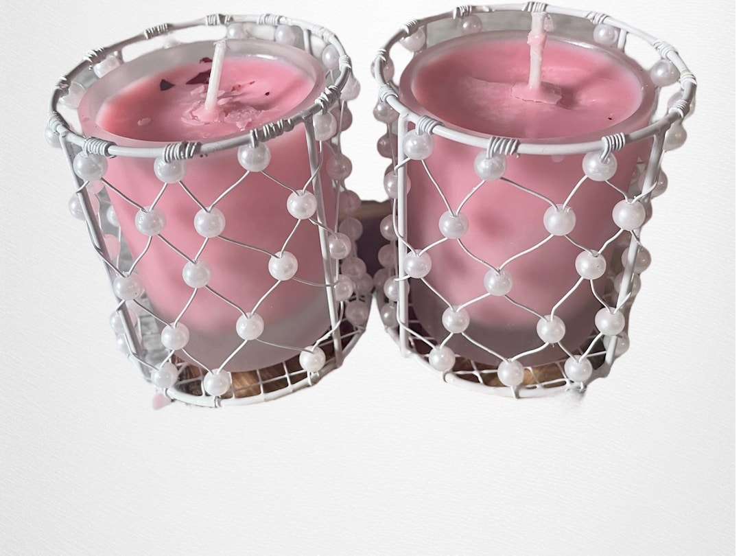 Delicate Pair of Hand Poured Rose Garden Soy Candlea - Etsy